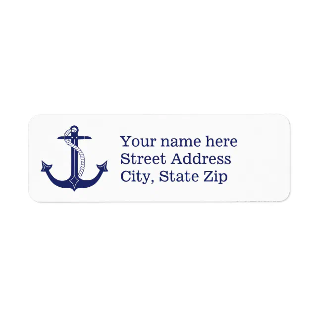 Nautical Navy Blue Anchor Label | Zazzle