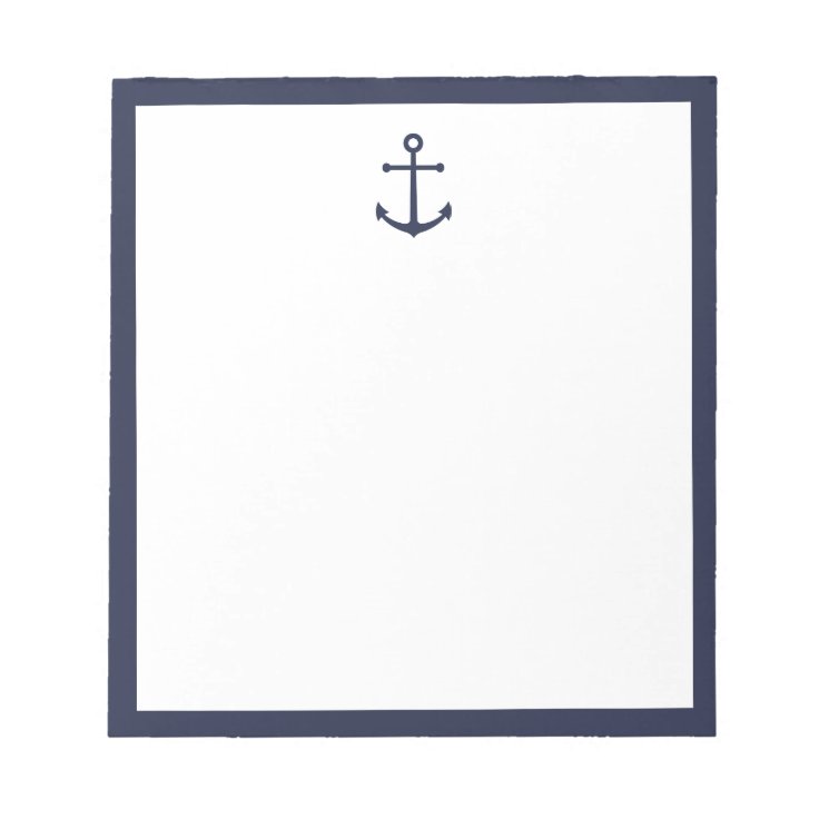 Nautical Navy Blue Anchor Notepad | Zazzle