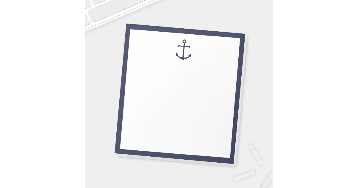 Nautical Navy Blue Anchor Notepad | Zazzle