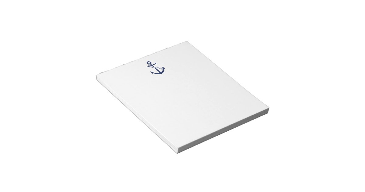 Nautical Navy Blue Anchor Notepad | Zazzle