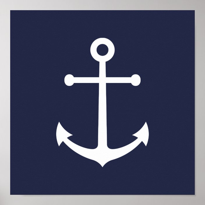 Nautical Navy Blue Anchor Poster | Zazzle