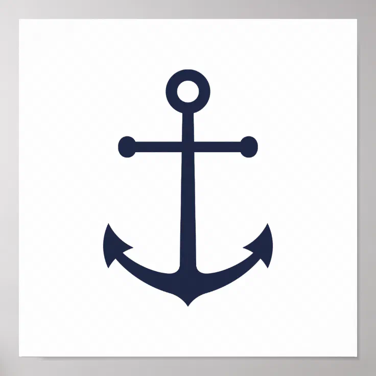 Nautical Navy Blue Anchor Poster | Zazzle