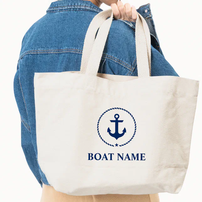 Nautical Navy Blue Anchor Rope Jumbo Tote Bag | Zazzle