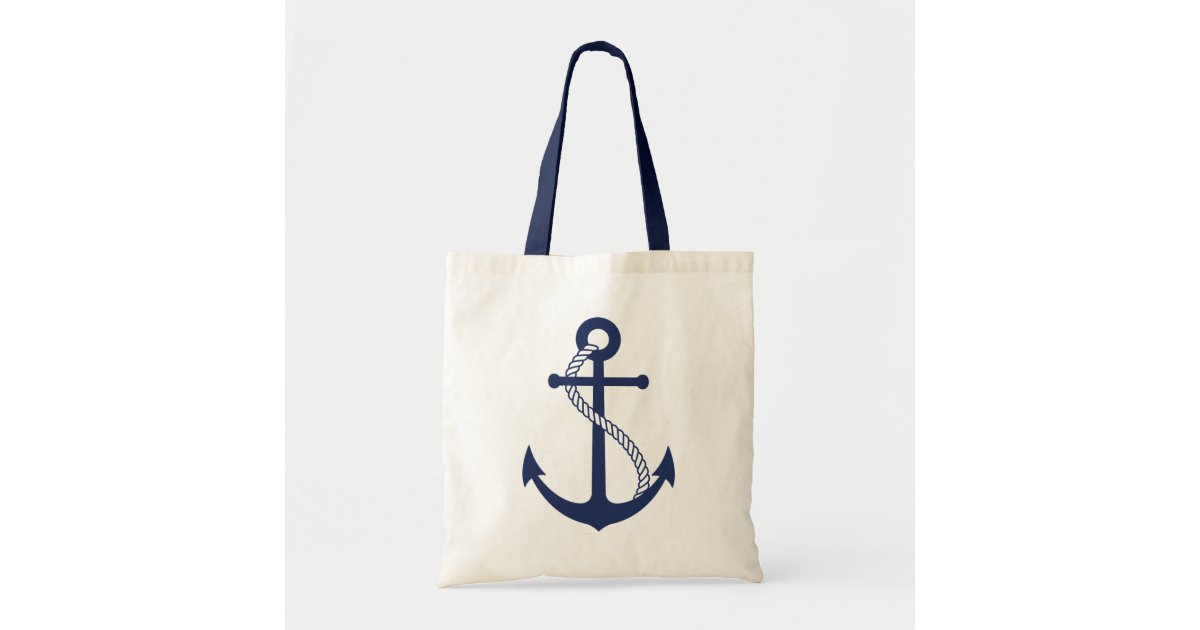 Nautical Navy Blue Anchor Tote Bag | Zazzle