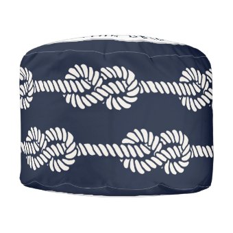 Nautical Navy Blue and White Boat Rope Stripes Pouf | Zazzle