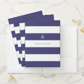 Nautical Navy Blue and White Stripes Pocket Folder | Zazzle