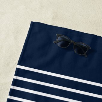 Nautical Navy Blue Boat Name Anchor Rope Beach Towel | Zazzle