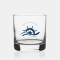 Nautical Navy Blue Boat Name Ship Wheel Whiskey Glass | Zazzle
