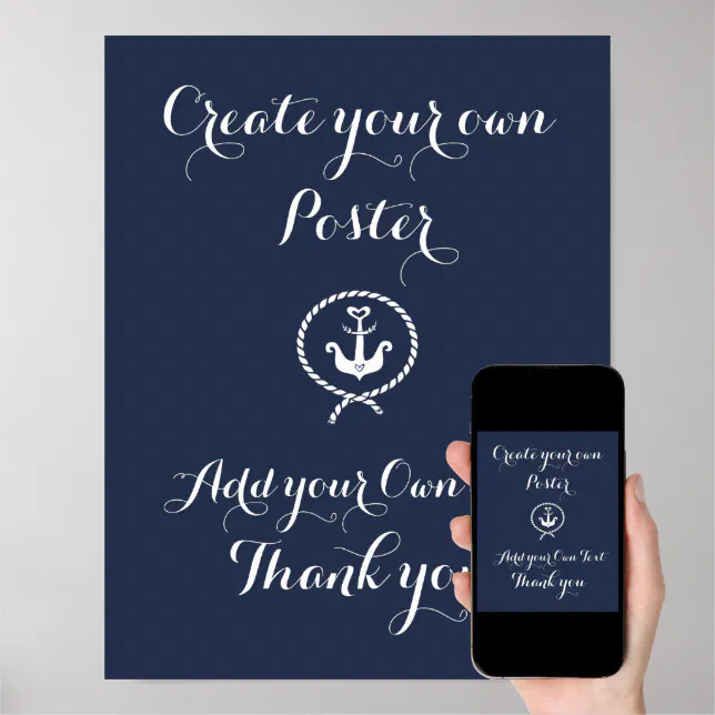 Nautical Navy Blue Create your own poster | Zazzle
