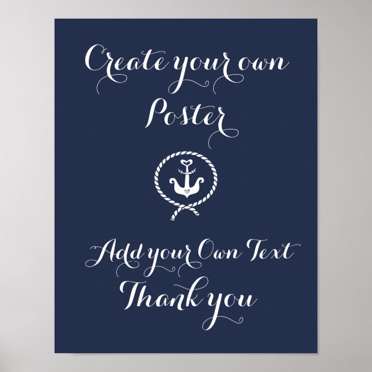 Nautical Navy Blue Create your own poster | Zazzle