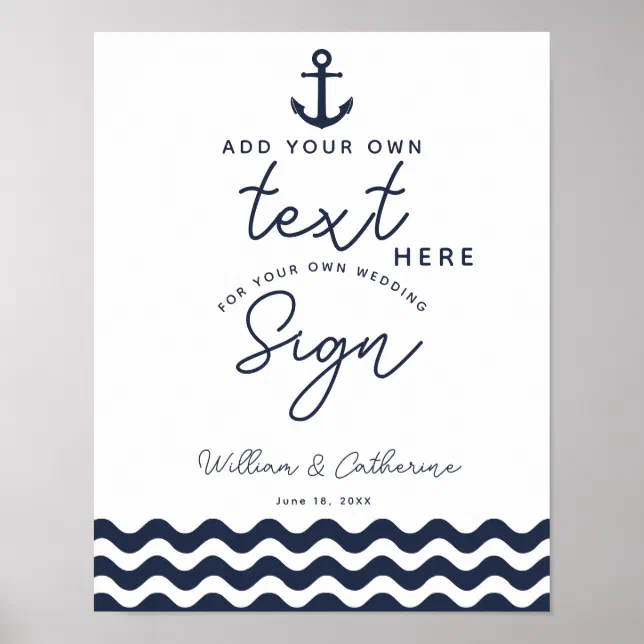 Nautical Navy Blue Create your own poster | Zazzle