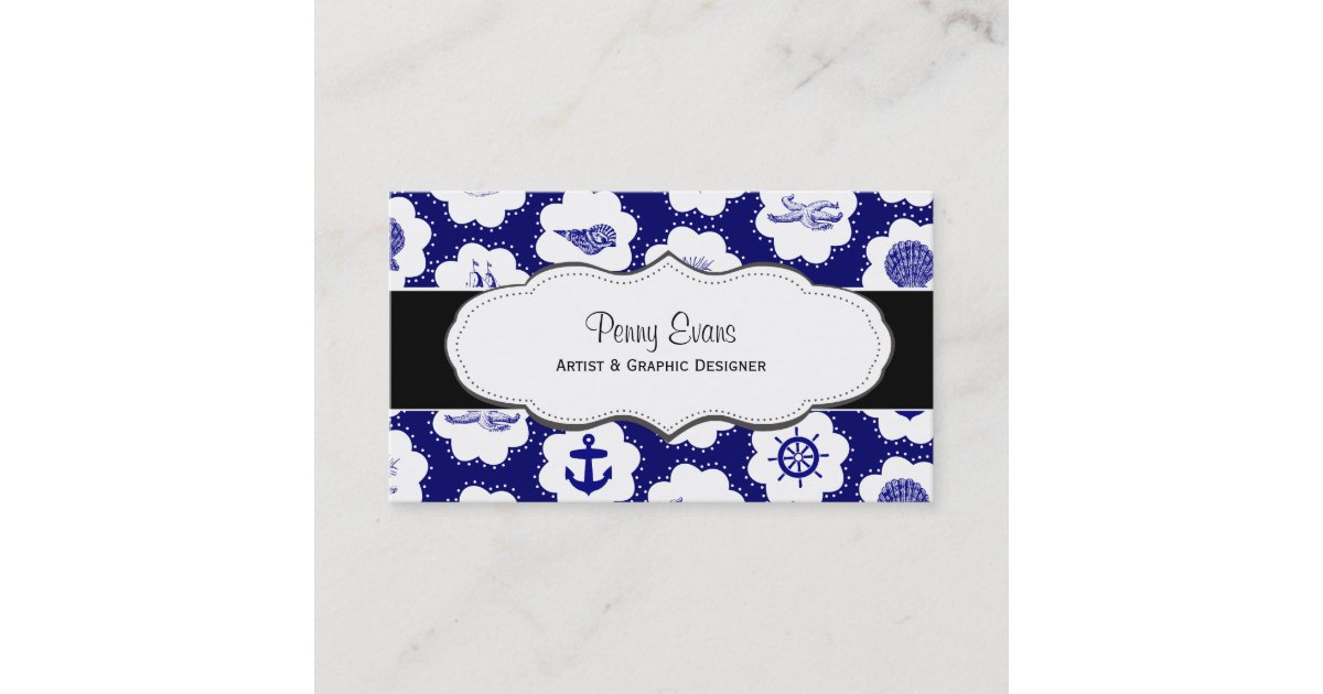 Nautical Navy Blue Double Sided Business Cards | Zazzle
