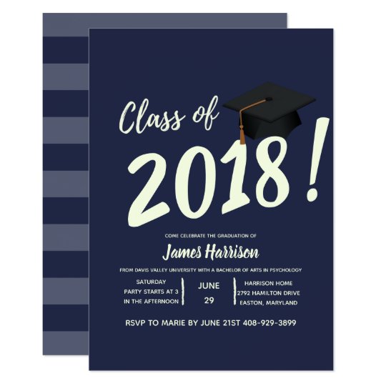 Nautical Navy Blue Graduation Party Invitation | Zazzle.com