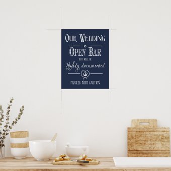 Nautical Navy blue Open Bar sign | Zazzle