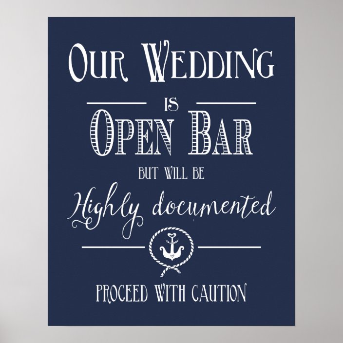 Nautical Navy blue Open Bar sign | Zazzle.com