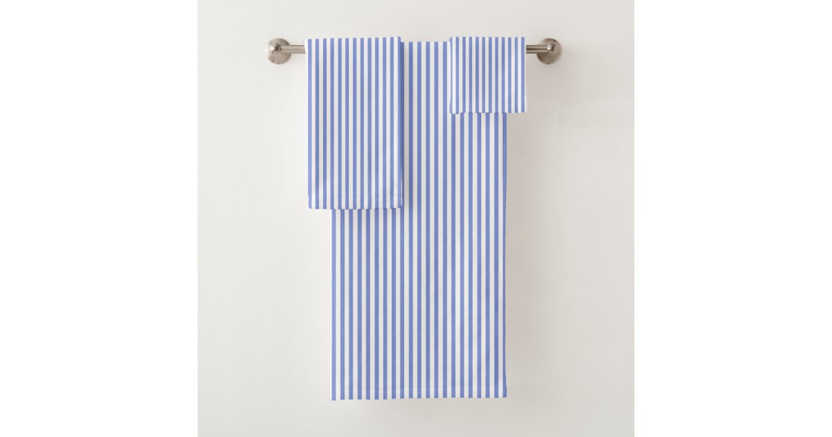 Nautical Navy Blue Stripes Bath Towel Set | Zazzle