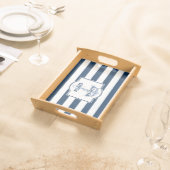 Nautical Navy Blue Stripes Wedding Monogram Serving Tray | Zazzle