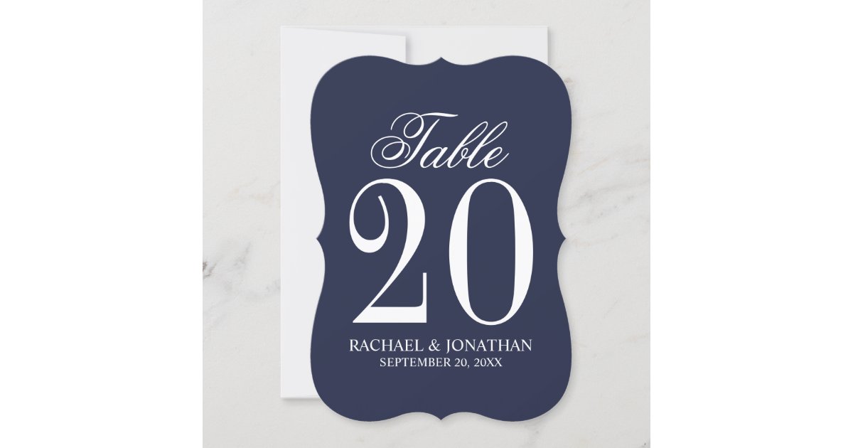 Nautical Navy Blue Wedding Table Number Card | Zazzle