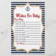 Nautical Navy Blue Wishes For Baby Shower Activity Stationery | Zazzle