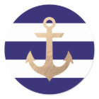 Nautical Navy Classic Round Sticker | Zazzle