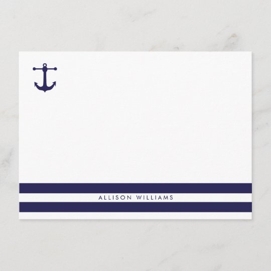 Nautical Navy Flat Note Cards | Zazzle.com