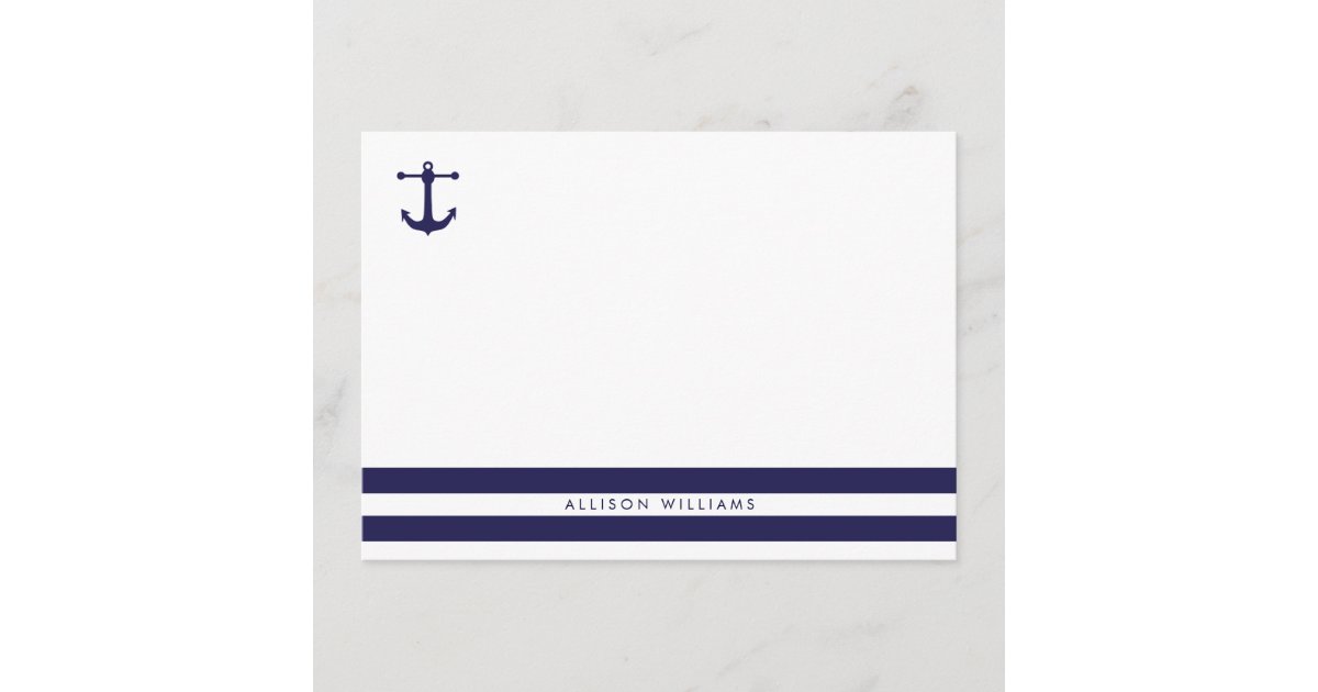 Nautical Navy Flat Note Cards | Zazzle.com
