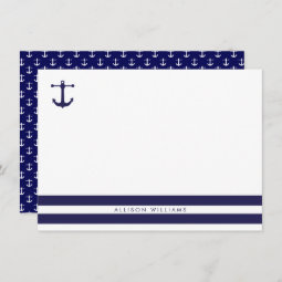 Nautical Navy Flat Note Cards | Zazzle