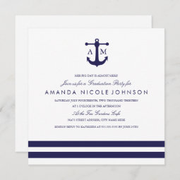 Nautical Navy Graduation Party Invite | Zazzle