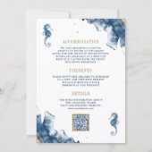 Nautical Navy Monogram Seahorse QR Code Wedding Invitation | Zazzle