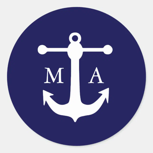 Nautical Navy Monogram Stickers | Zazzle