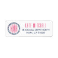 Nautical Navy & Pink Monogram Return Address Label | Zazzle