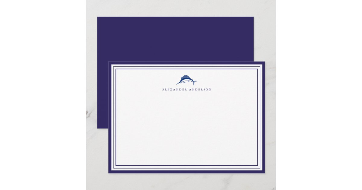Nautical Navy Professional Border Correspondence Note Card | Zazzle