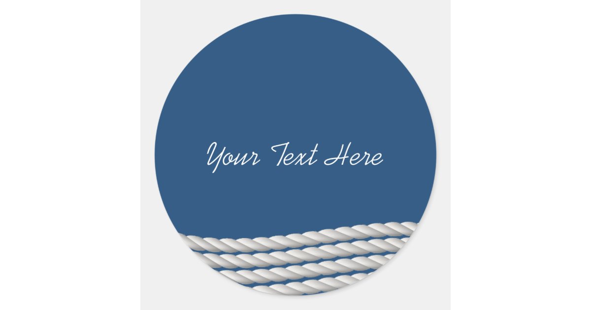 Nautical Navy Rope Classic Round Sticker | Zazzle