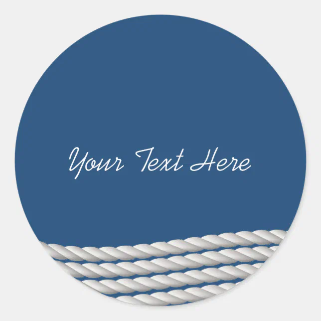 Nautical Navy Rope Classic Round Sticker | Zazzle