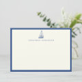 Nautical Navy Sailing Boat Custom Note Card | Zazzle