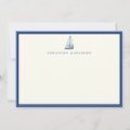 Nautical Navy Sailing Boat Custom Note Card | Zazzle