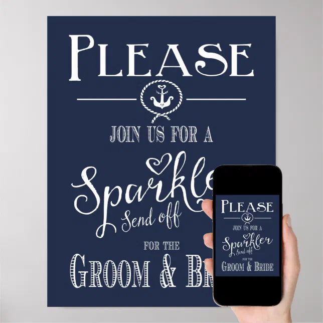 Nautical Navy Sparkler send off Poster | Zazzle
