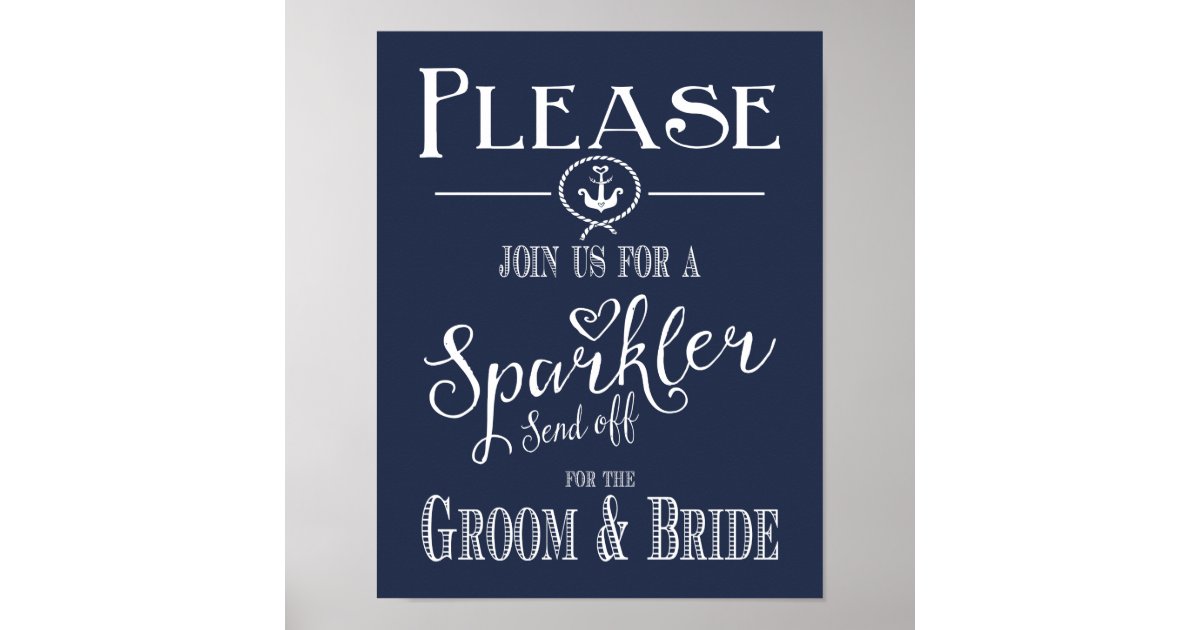 Nautical Navy Sparkler send off Poster | Zazzle