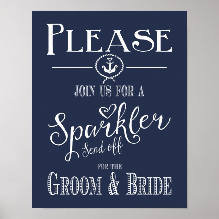 Nautical Navy Sparkler send off Poster | Zazzle.com