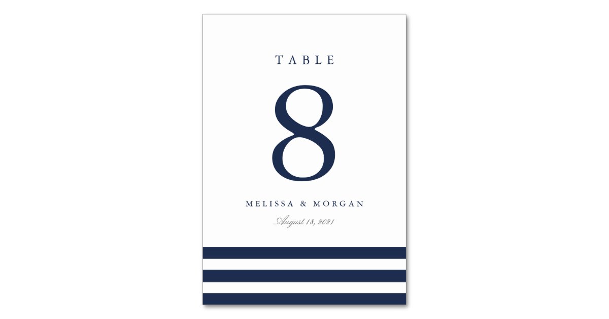 Nautical Navy Stripe Personalized Table Number | Zazzle.com