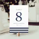 Nautical Navy Stripe Personalized Table Number | Zazzle