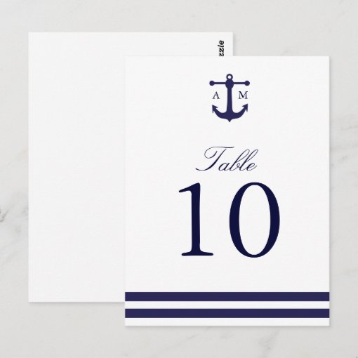 Nautical Navy Table Number | Zazzle