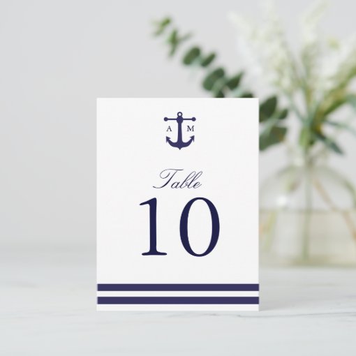 Nautical Navy Table Number | Zazzle