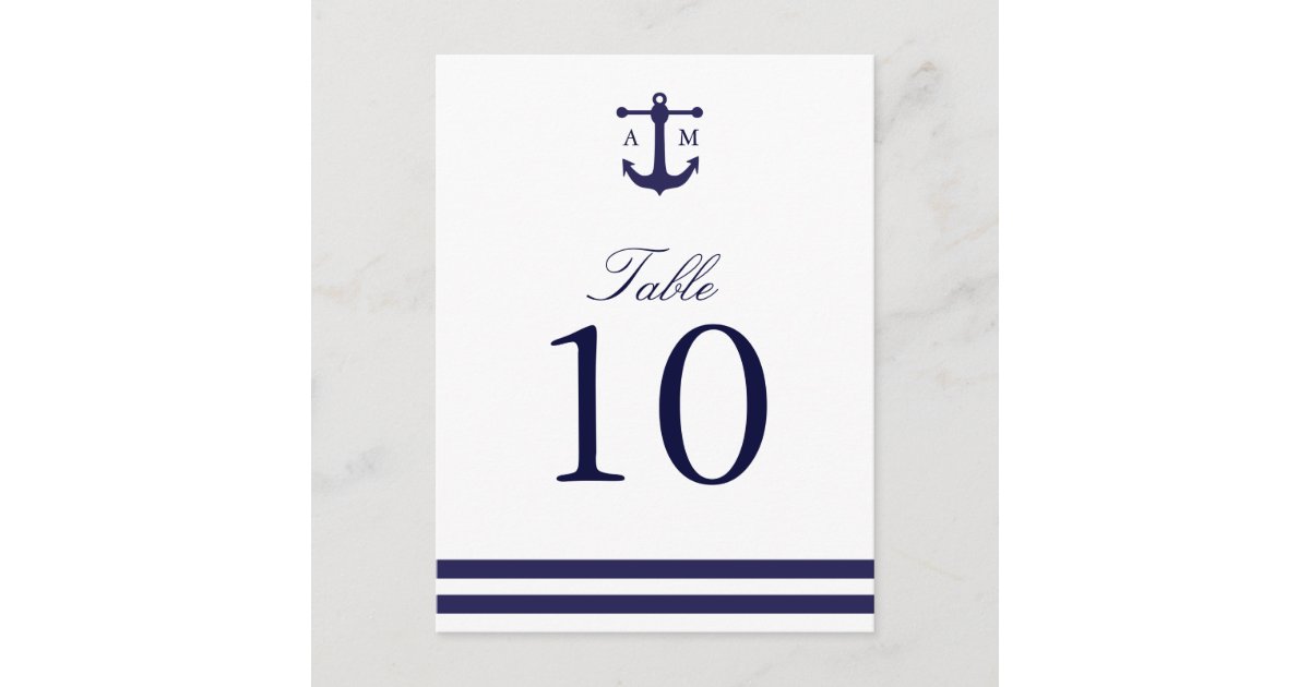 Nautical Navy Table Number | Zazzle