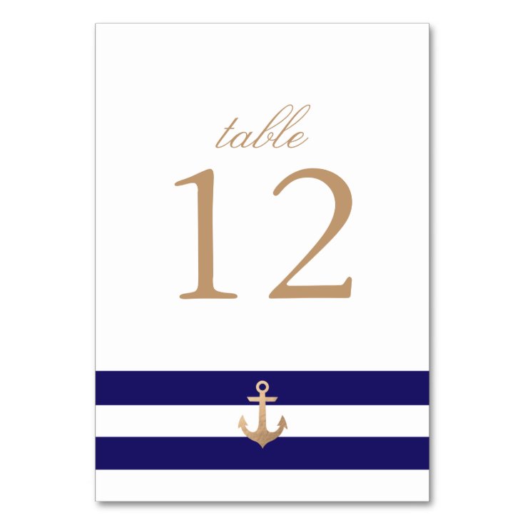 Nautical Navy Table Number | Zazzle