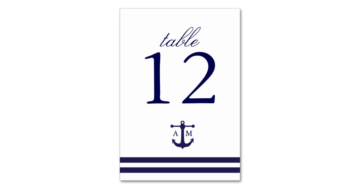 Nautical Navy Table Number Card | Zazzle