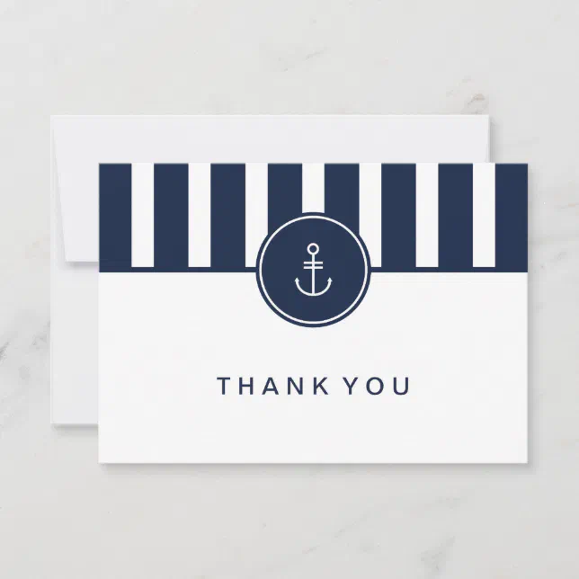 Nautical Navy Thank You Card | Zazzle