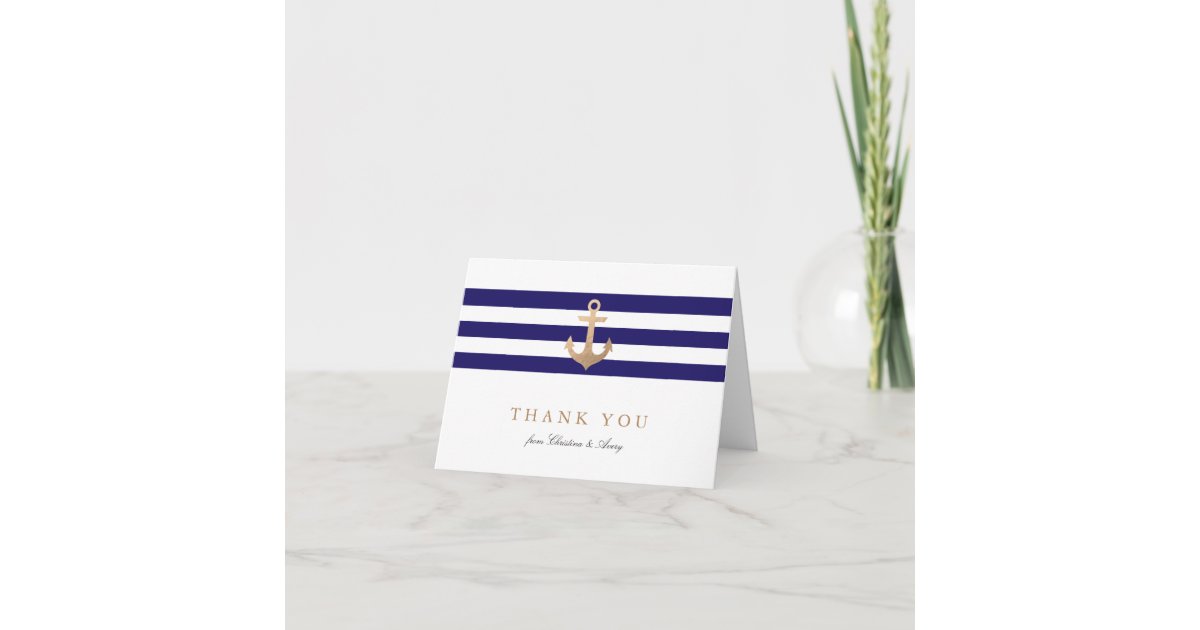 Nautical Navy Thank You Cards | Zazzle