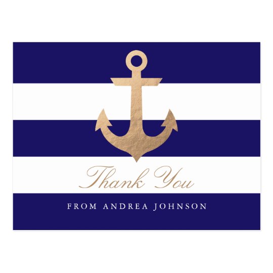 Nautical Navy Thank You Postcard | Zazzle.com