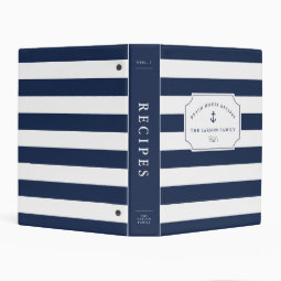 Nautical Navy & White Beach House Recipe Mini Binder | Zazzle